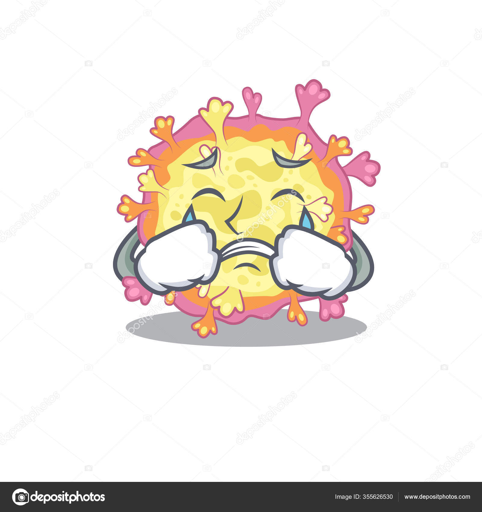 A Crying coronaviridae virus cartoon mascot design style ⬇ Vector Image ...