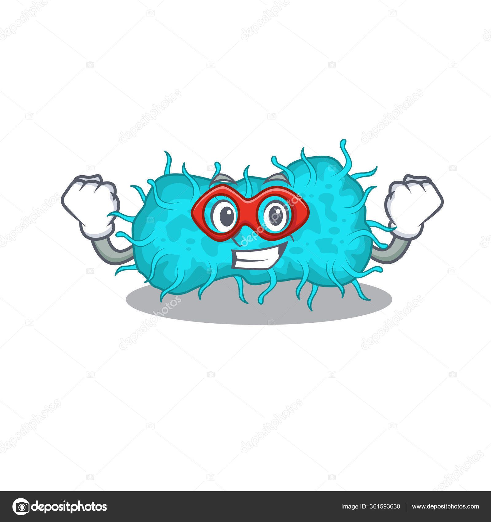 Cartoon Character Bacteria Prokaryote Performed Super Hero Vector ...