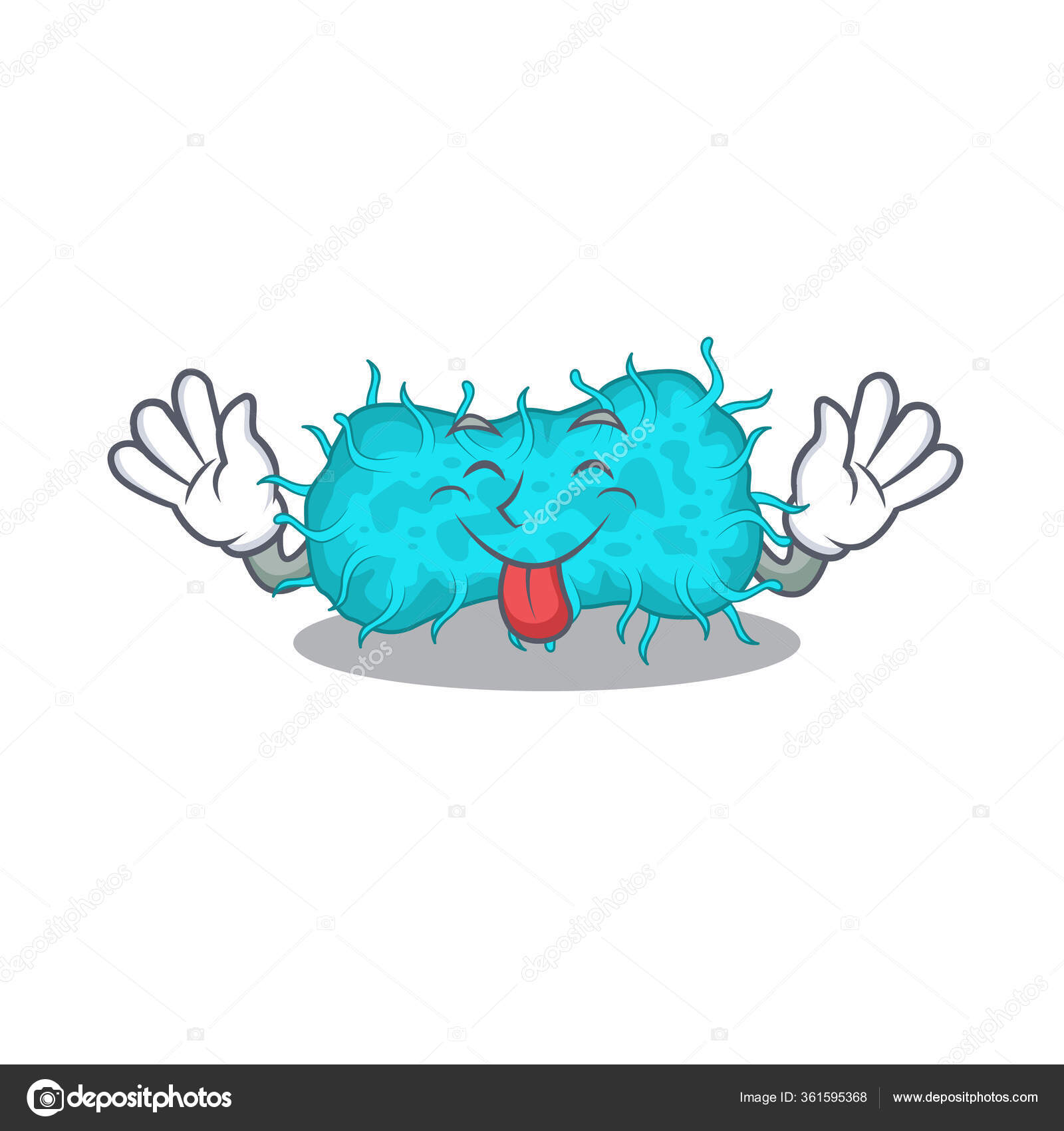 Amusing Face Bacteria Prokaryote Cartoon Design Tongue Out Vector ...