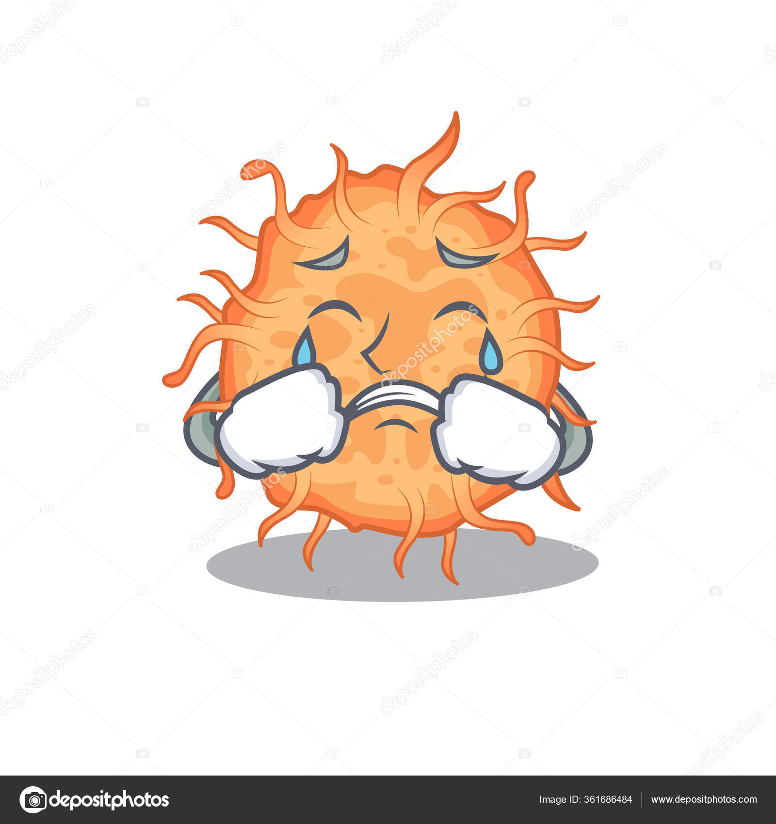 Cartoon Character Design Bacteria Endospore Crying Face Vector ...