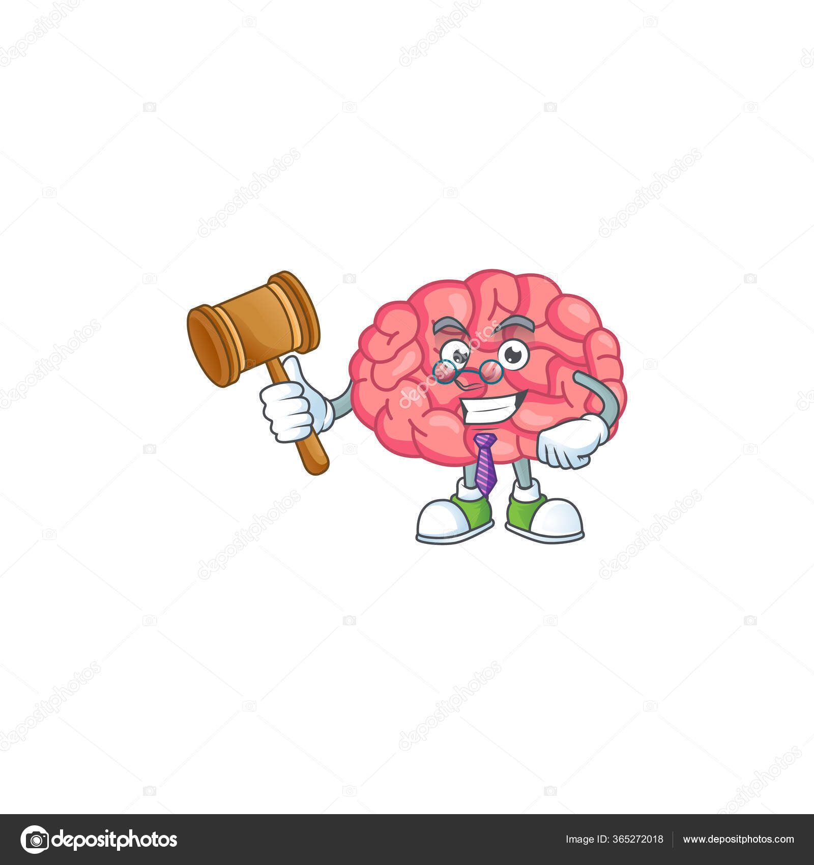 Charismatic Judge Brain Cartoon Character Design Glasses Vector ...