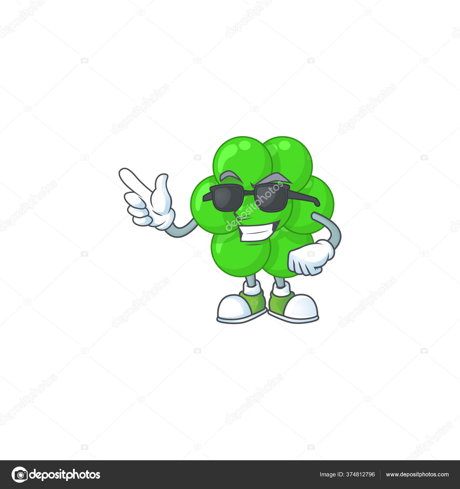 Super cool staphylococcus aureus cartoon drawing style wearing black ...