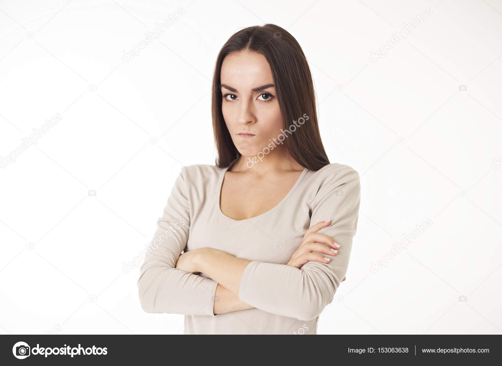 Young serious angry woman portrait Stock Photo by ©saragolfart@gmail ...