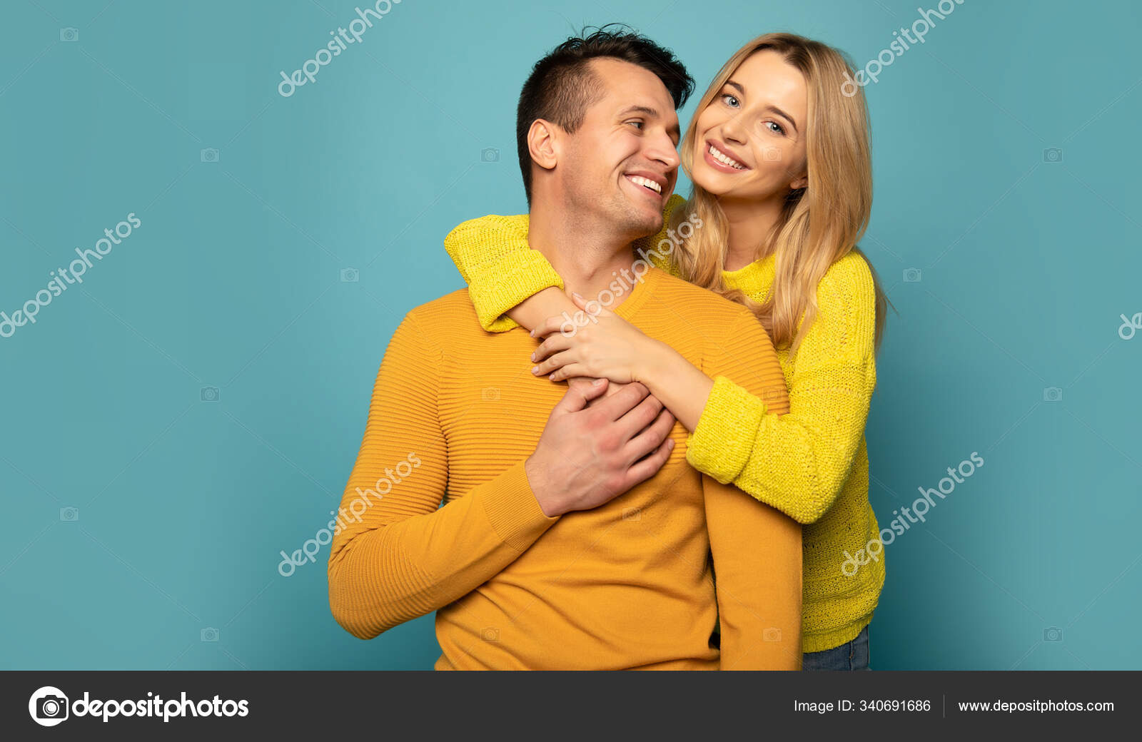 Happy Couple Hugging Studio Background Stock Photo by ©saragolfart ...