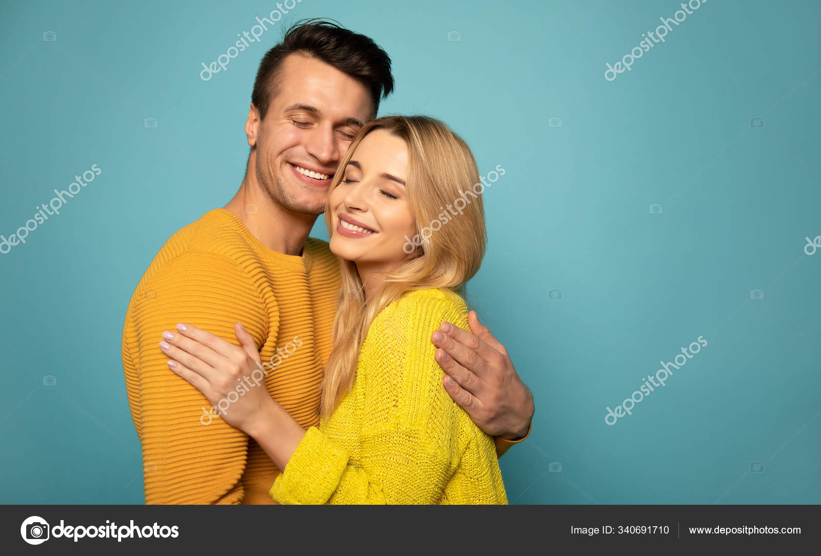 Happy Couple Embracing Studio Background Stock Photo by ©saragolfart ...