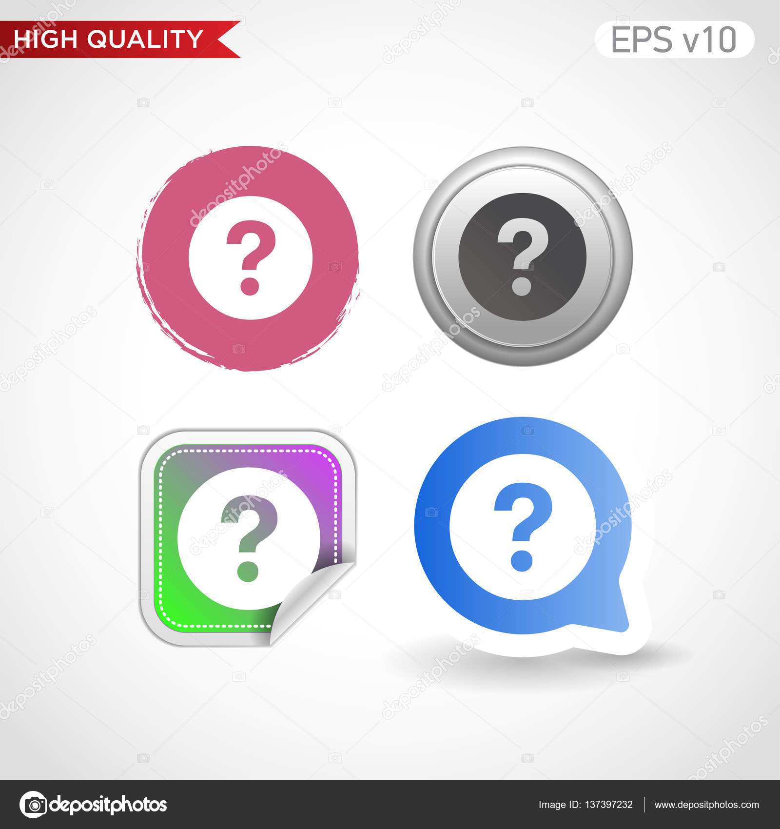 Colored Icon Button Question Symbol Background Stock Vector Image by ©M ...