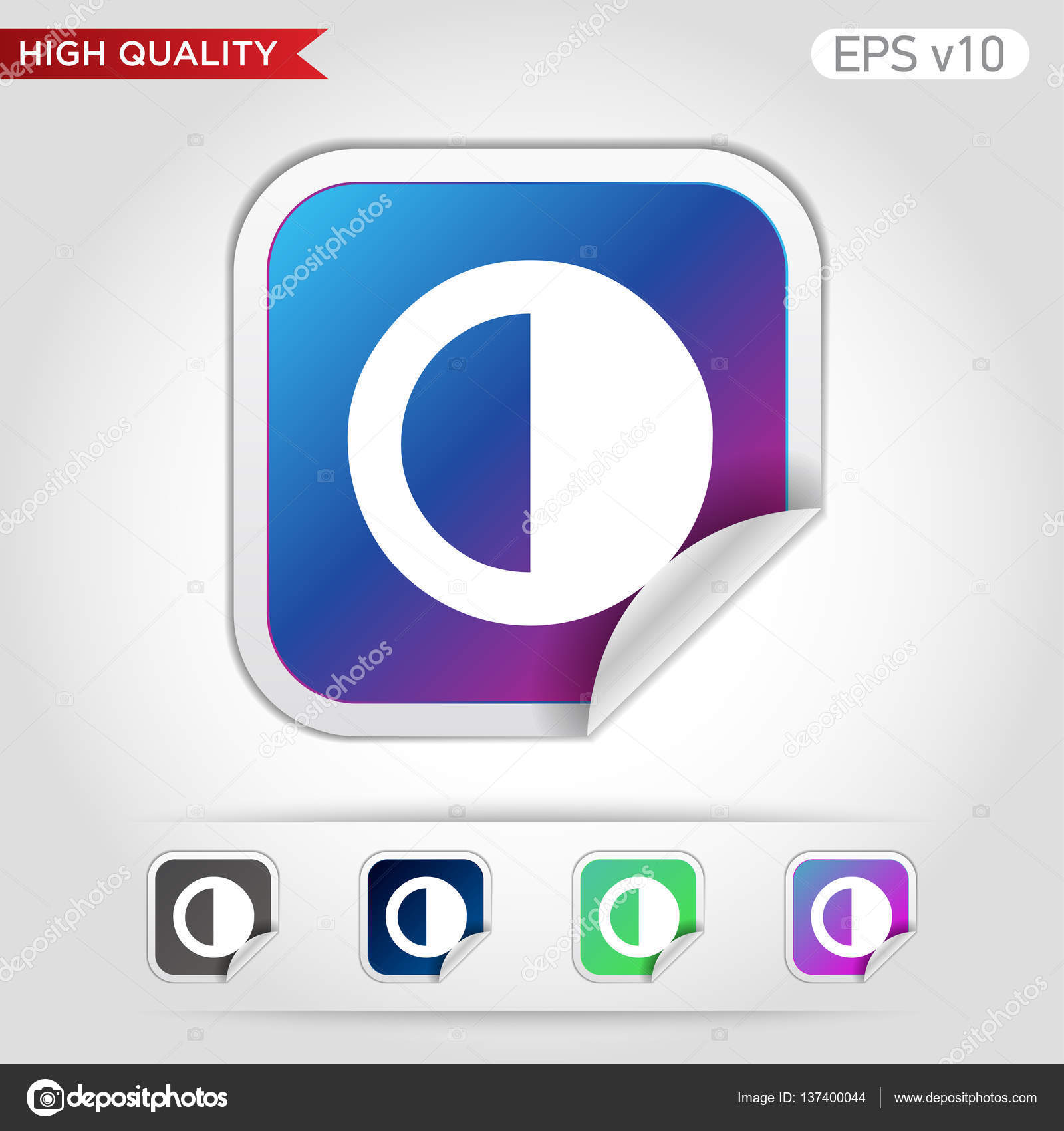 Colored Icon Button Moon Background Two Halves Stock Vector by ©M ...