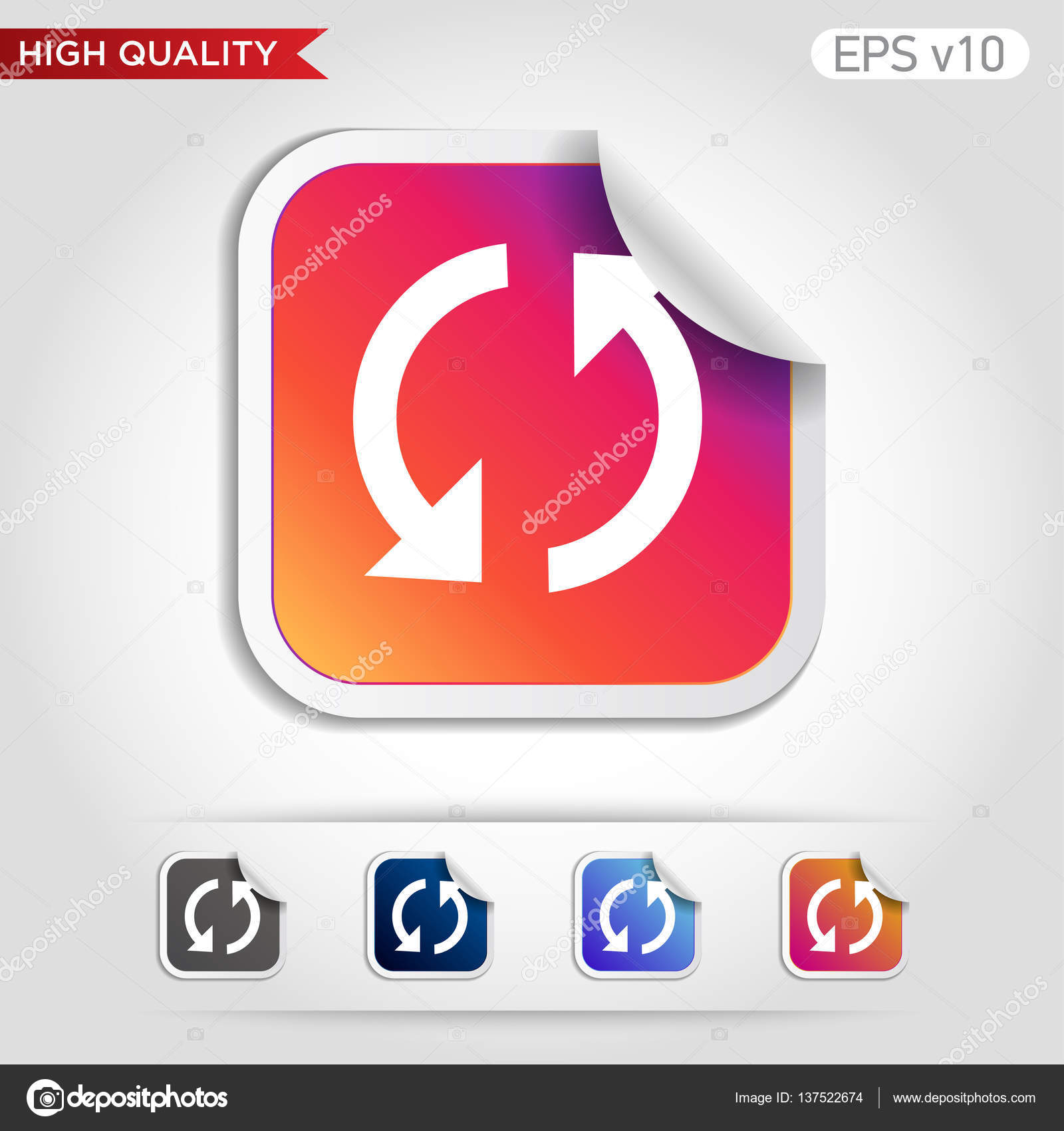 Colored Icon Button Refresh Symbol Background Stock Vector Image by ©M ...