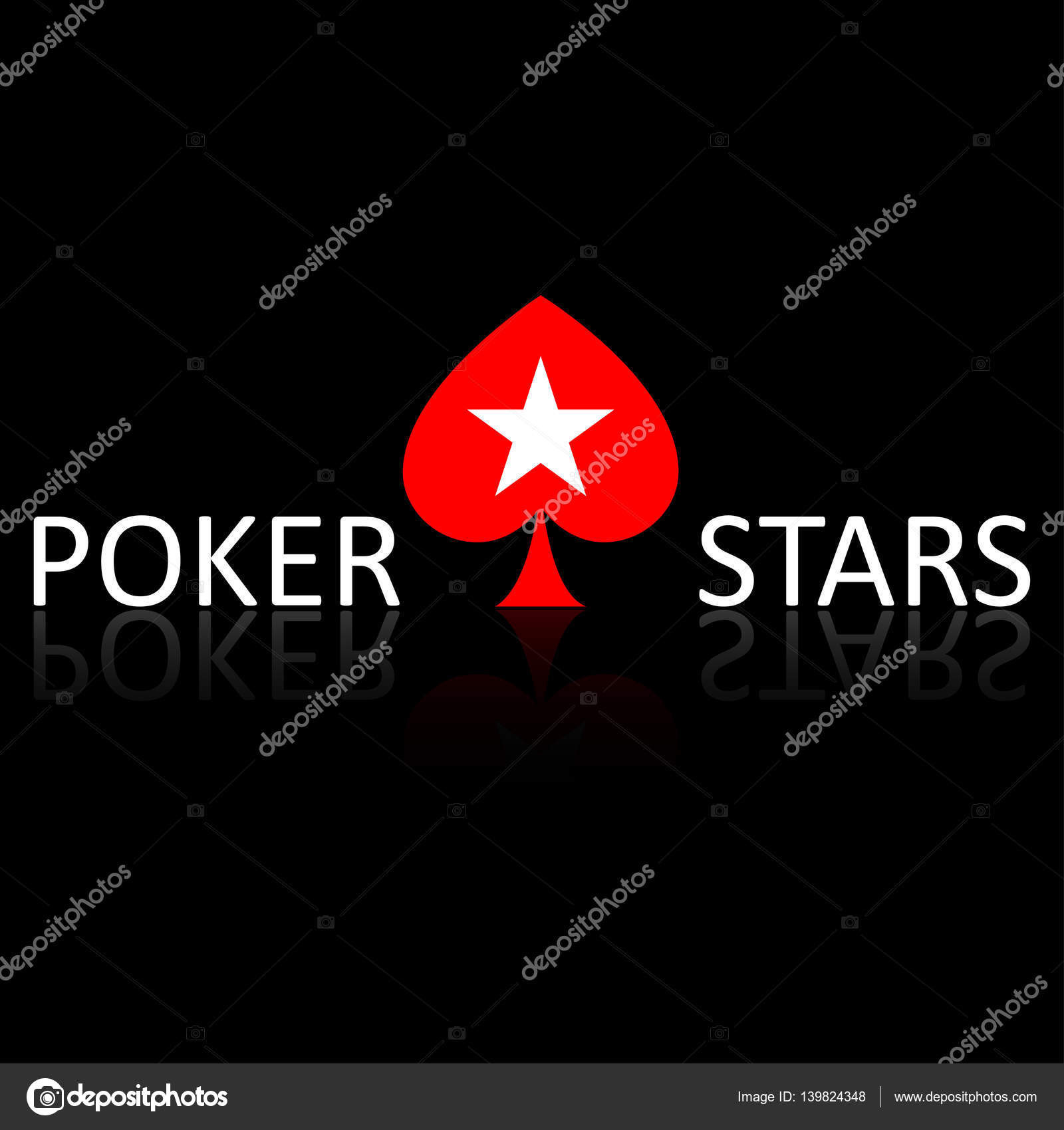 Poker Stars words and plaing cards symbol on black background Stock ...