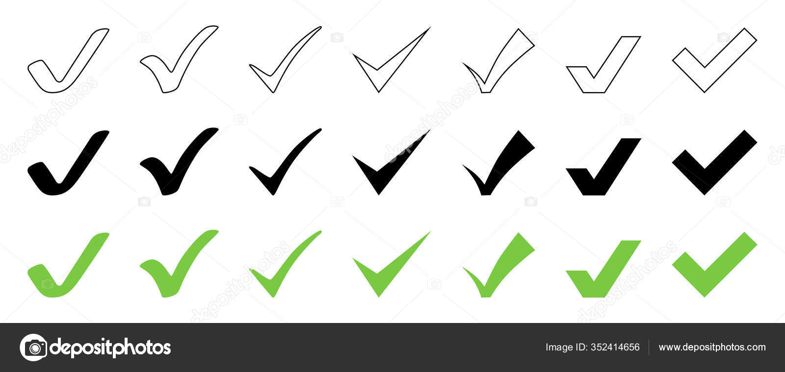 Check Mark Collection Check Mark Black Green Vector Icons Isolated ...