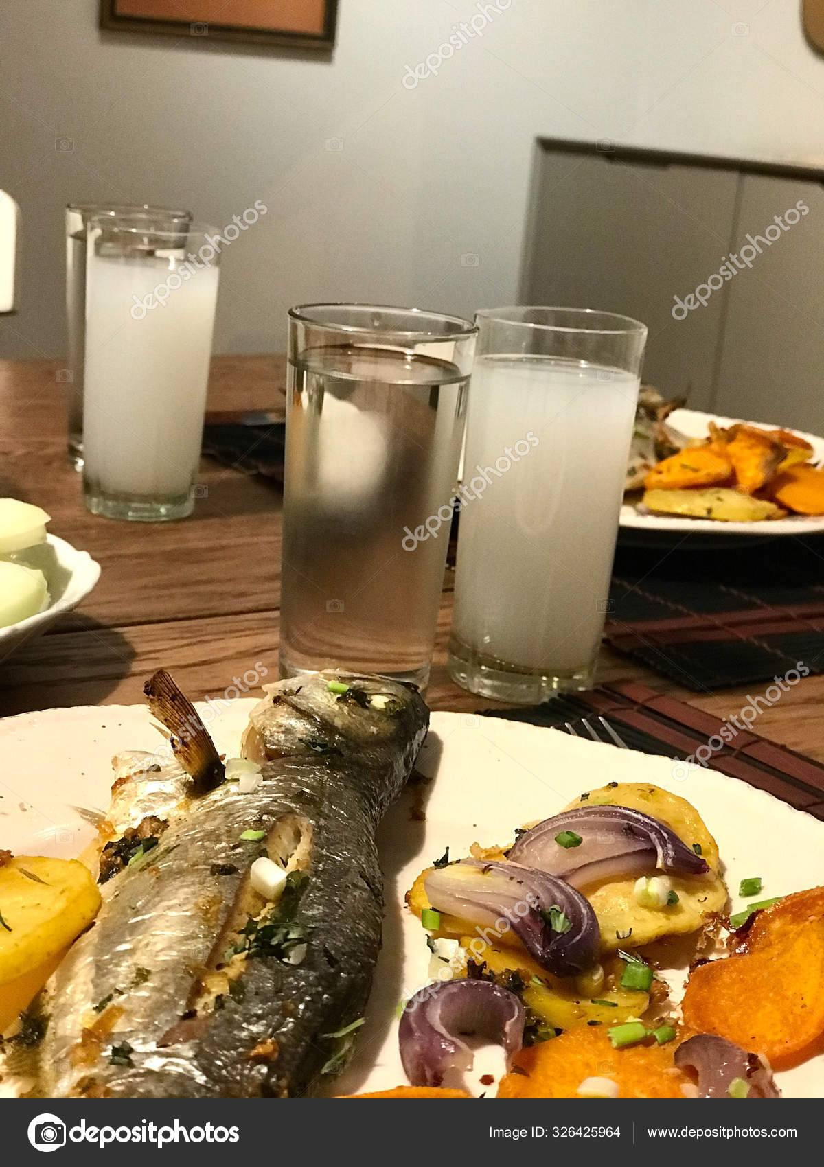 Turkish Bluefish with Raki / Lufer Fish. Traditional Seafood. Ready to ...