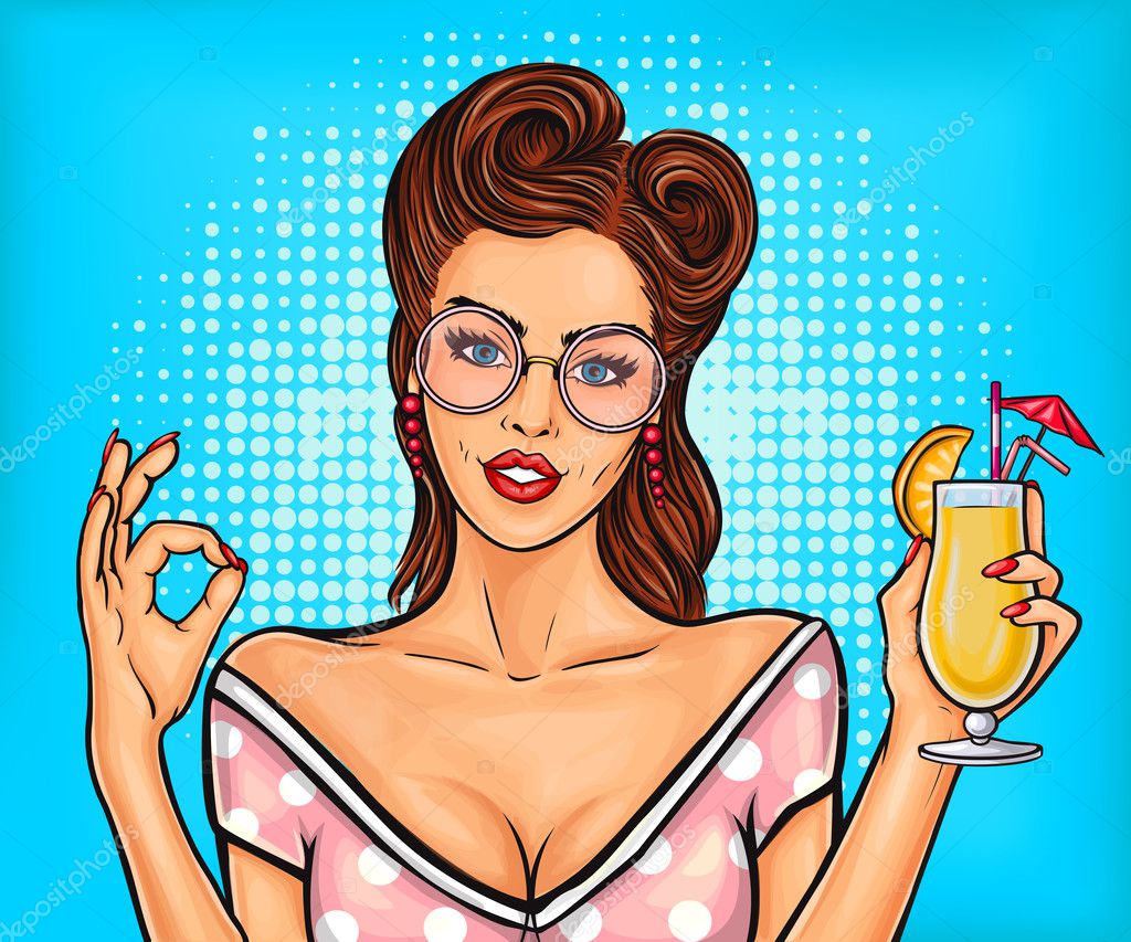 Sexy Pop Art Girl Shows Sign Ok — Stock Vector © Vectorpocket 127876972