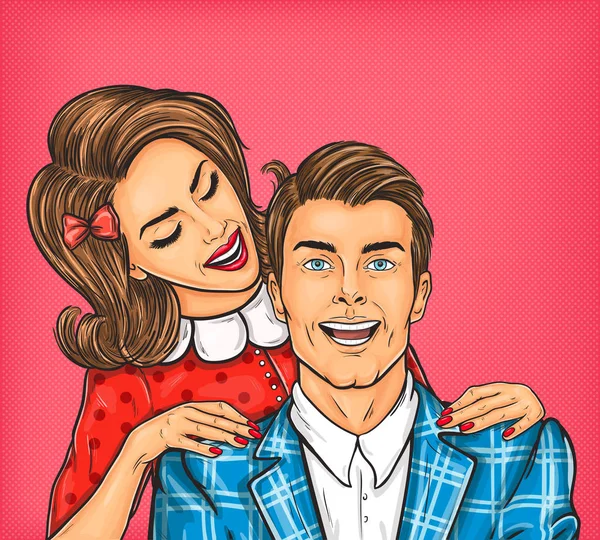 Pop Art Excited Young Woman With A Positive Pregnancy Test And Her