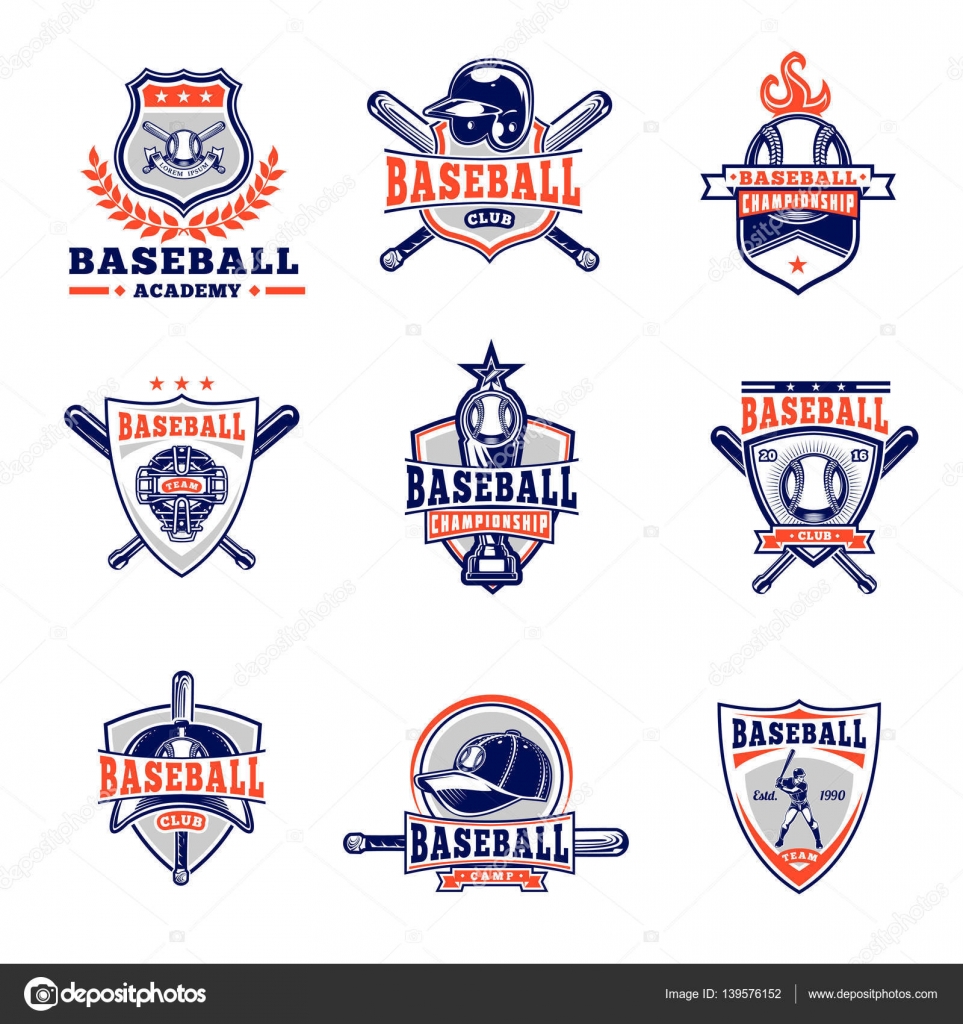 Vector set of colored baseball badges, stickers, emblems Stock Vector ...