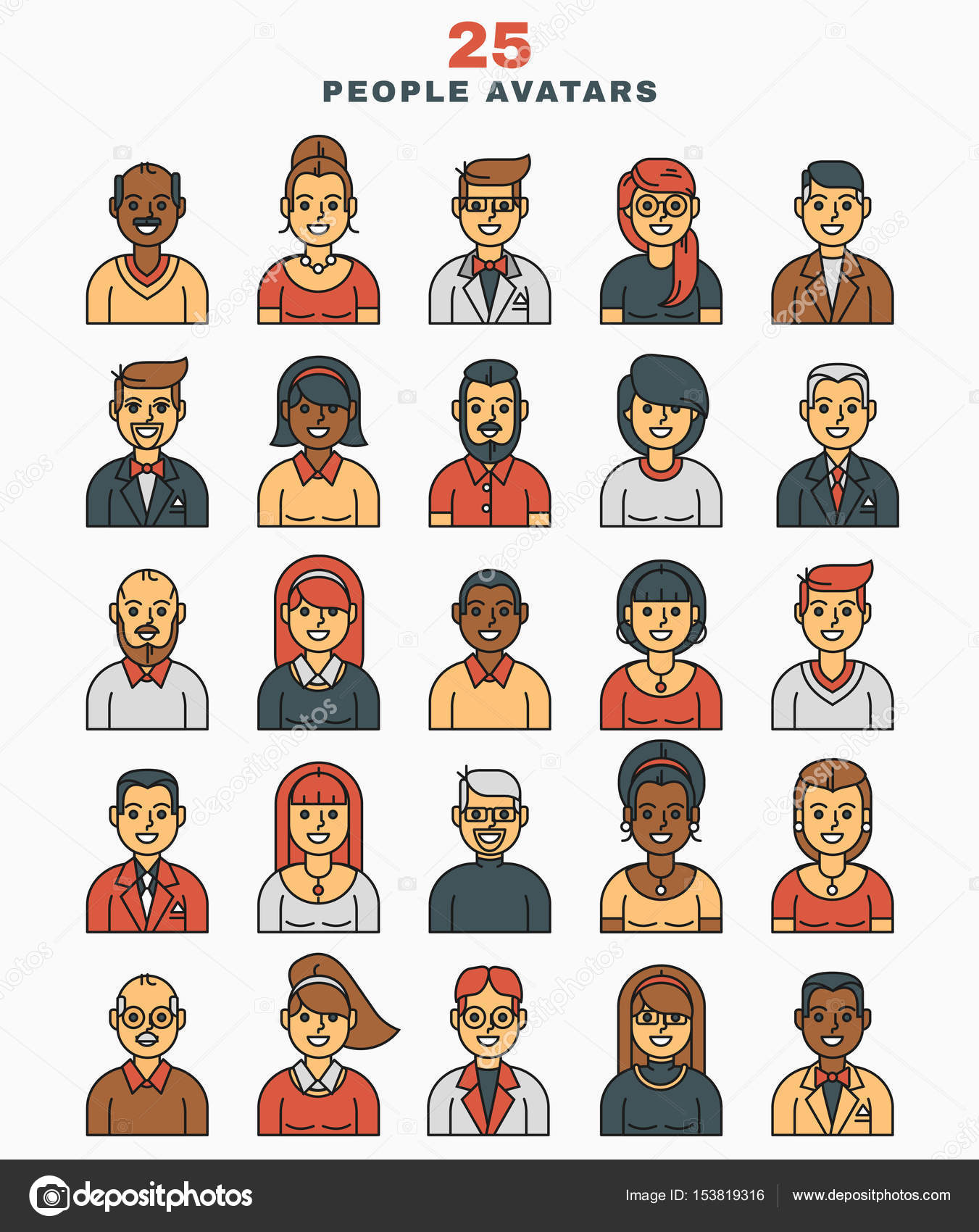 Set of illustration a flat avatars icons Stock Illustration by ...
