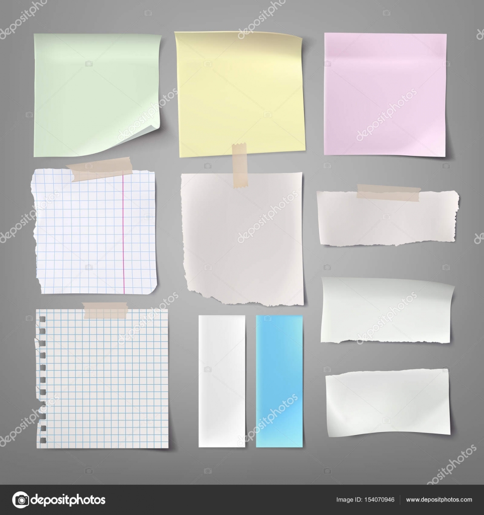Collection of vector illustrations paper notes of various types Stock ...