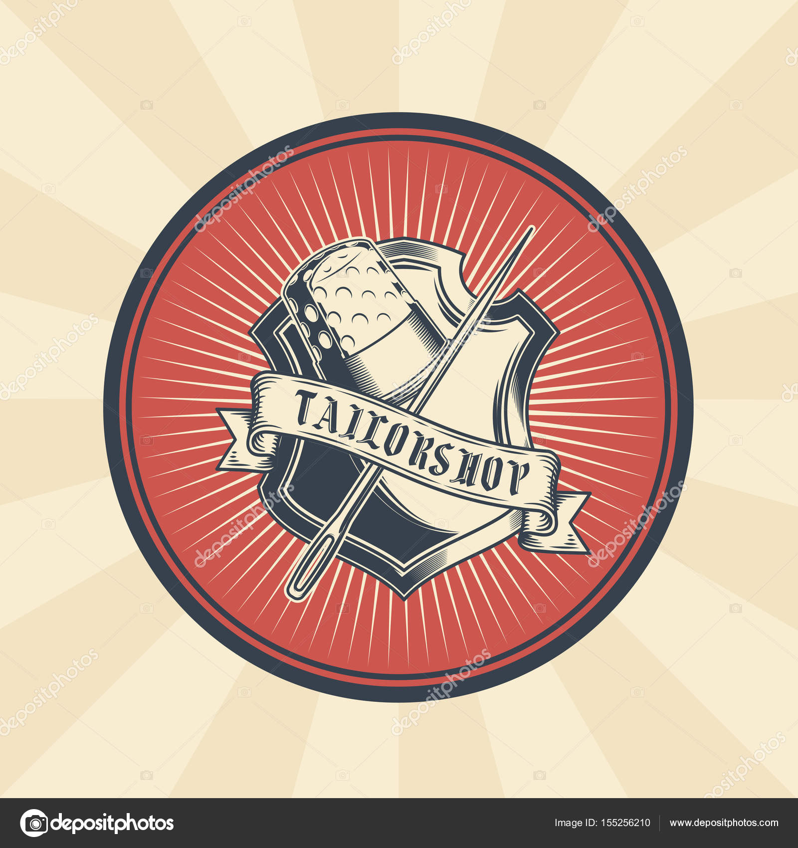 Vector vintage illustration of badge, sticker, sign for tailor s shop ...