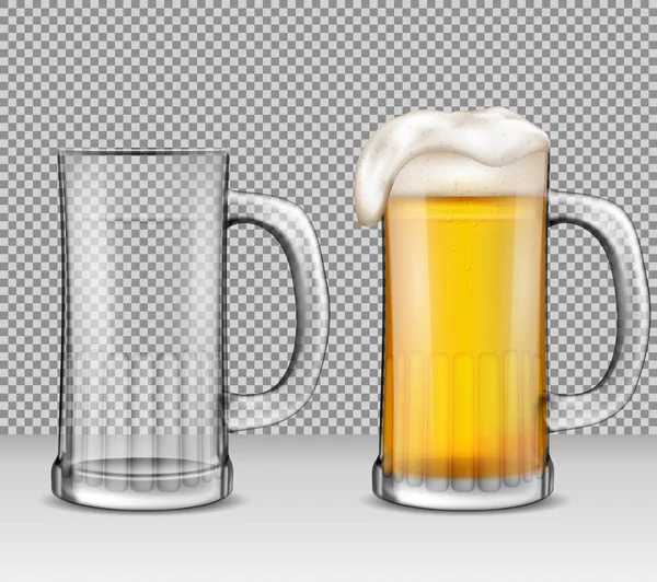 Empty Beer Glass Vector Clear Bottle With Beer And Empty Tall Glass.