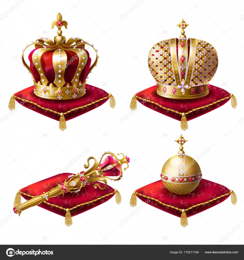 Royal crowns, scepter and orb realistic vector set Stock Vector Image ...