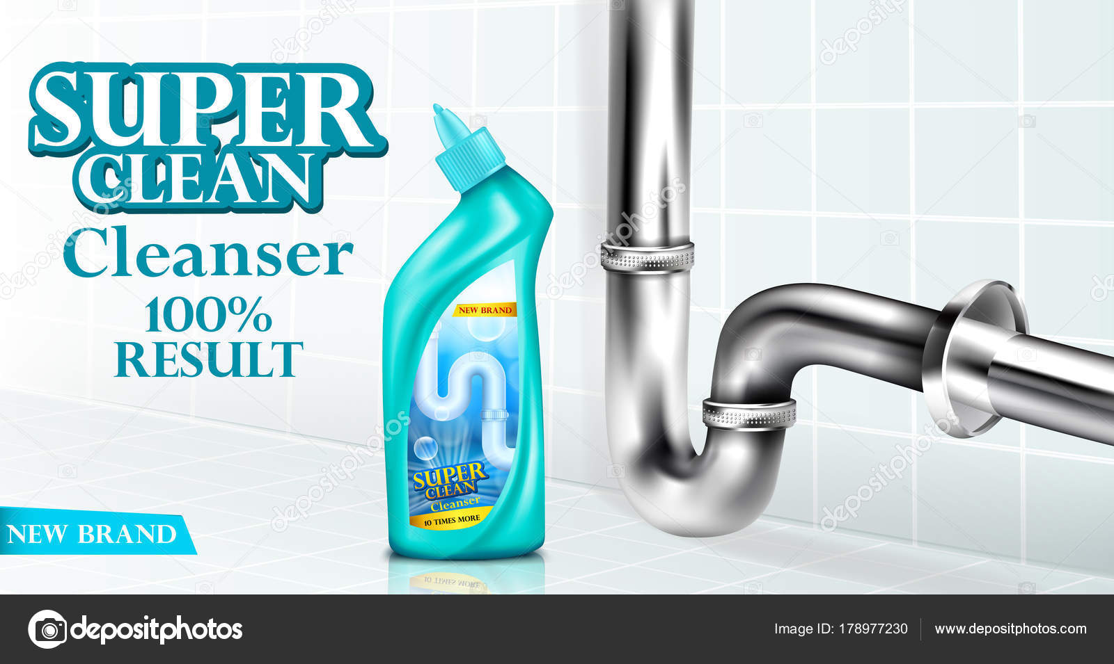 Vector drain pipe cleaner ad poster, detergent Stock Vector Image by ...