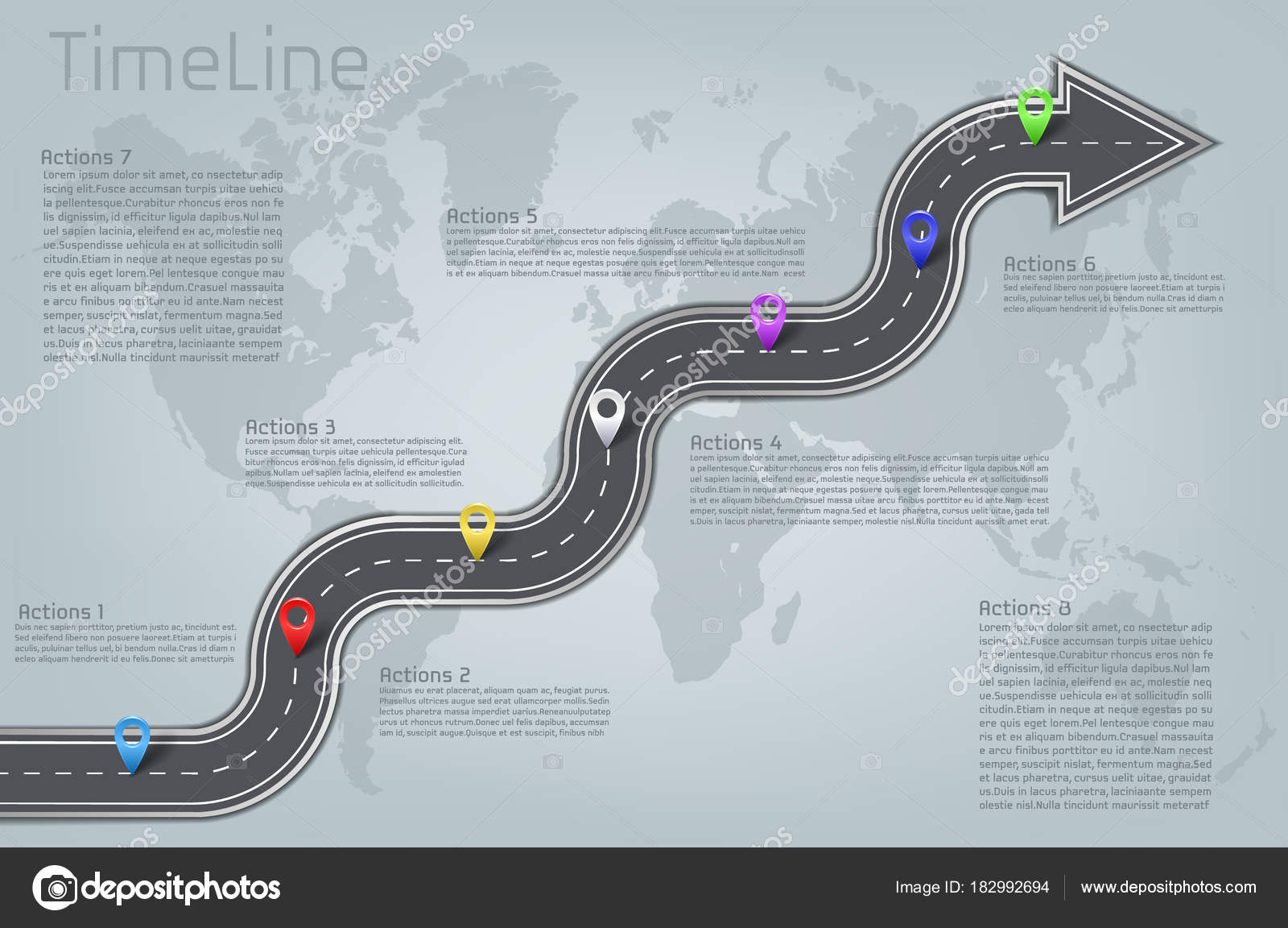 Vector infographic world map, road timeline layout Stock Vector by ...