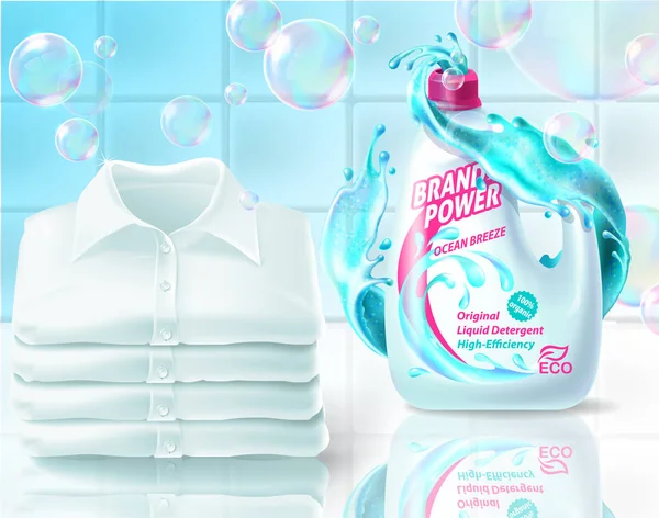 Vector realistic promo banner of liquid detergent, poster for ...