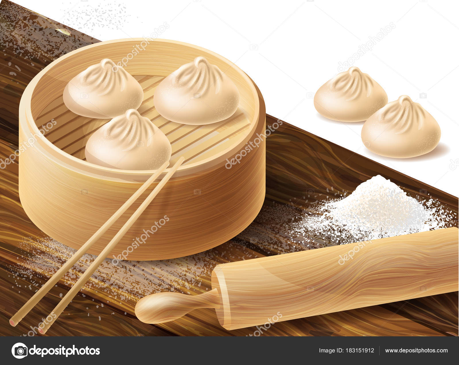 Vector background with Chinese dumplings ⬇ Vector Image by ...