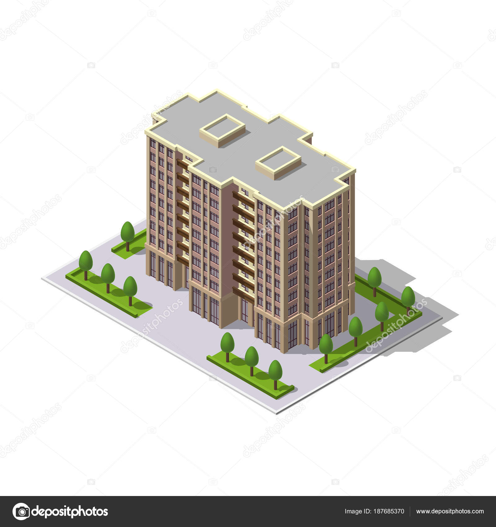 Vector isometric 3D building, tower — Stock Vector © vectorpocket ...