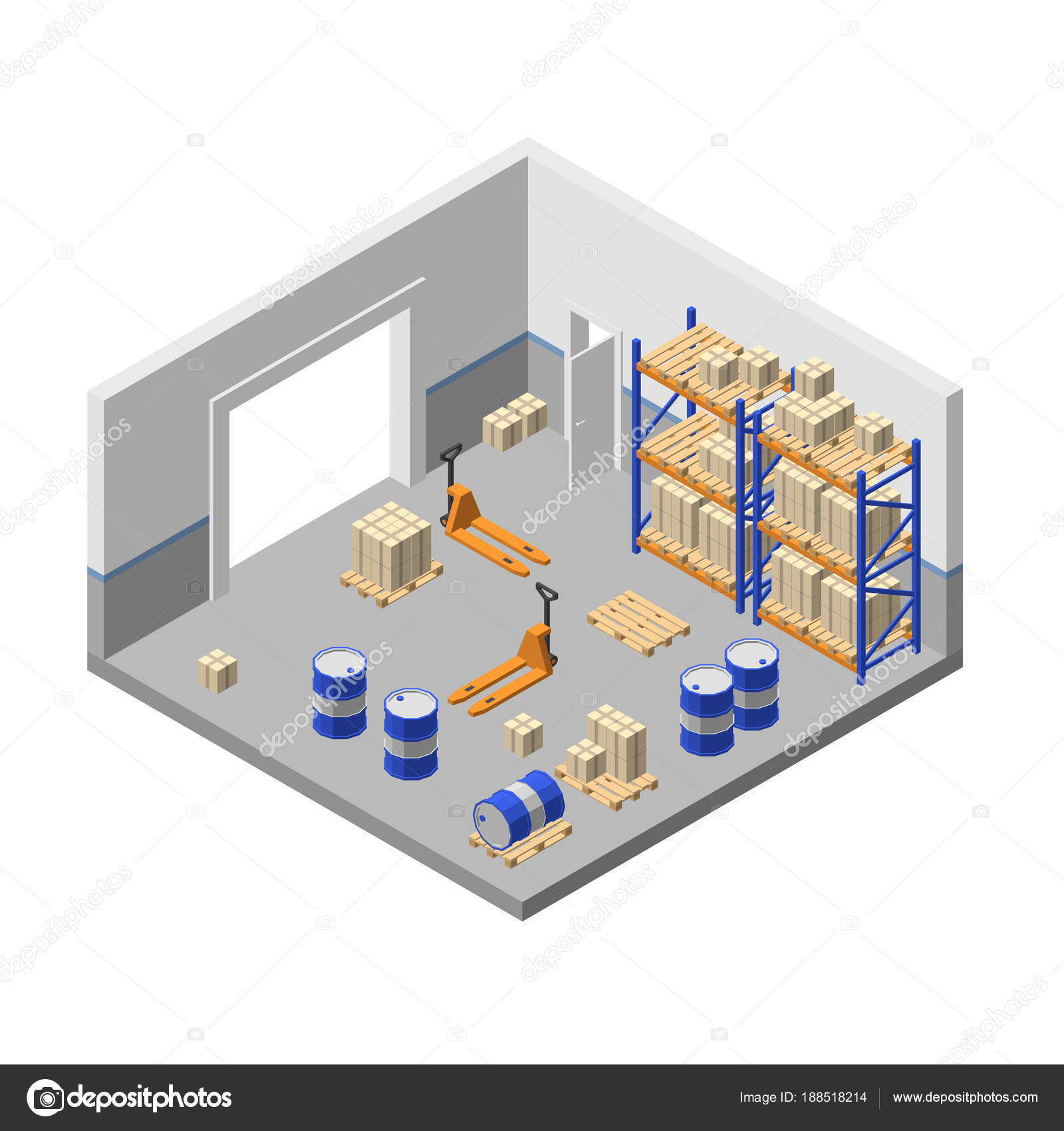 Vector 3d isometric storage, factory warehouse, storehouse Stock Vector ...