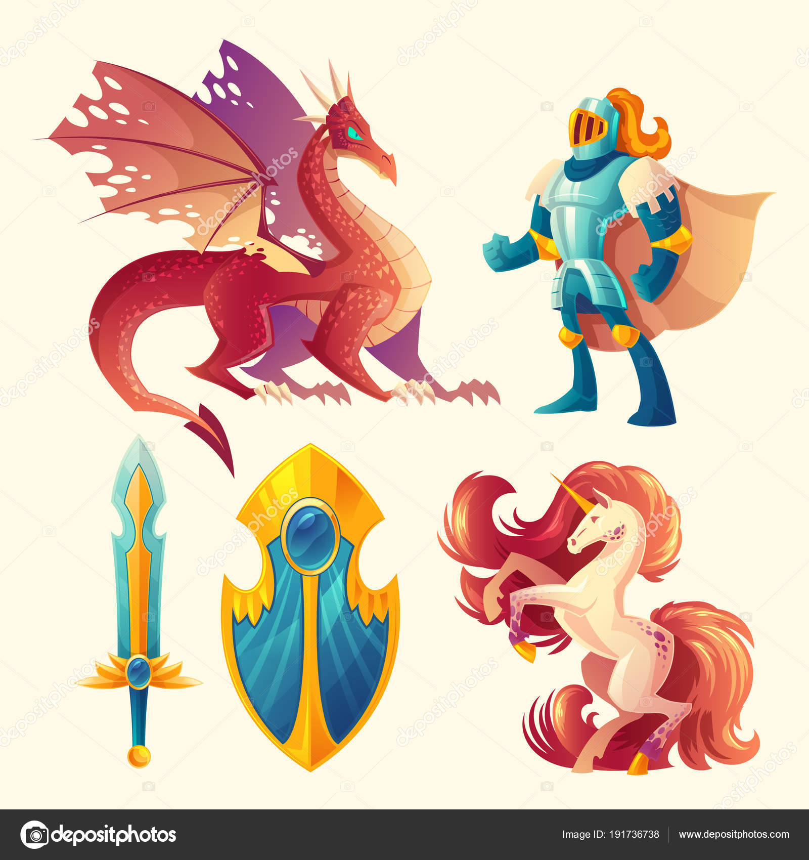Vector set of fantasy game design objects Stock Vector Image by ...