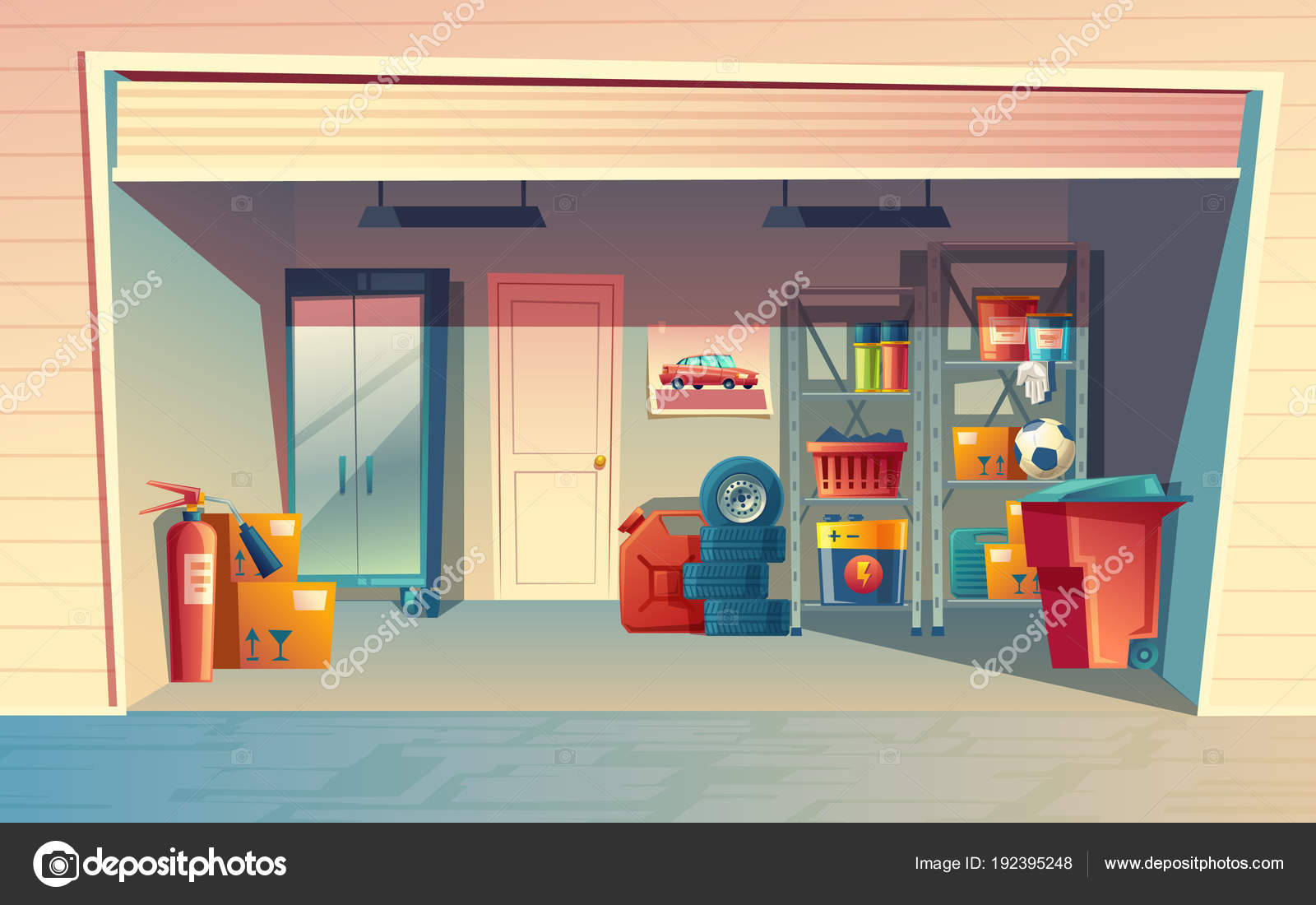 Dibujos animados vectorial ilustración de garaje interior Vector de ...