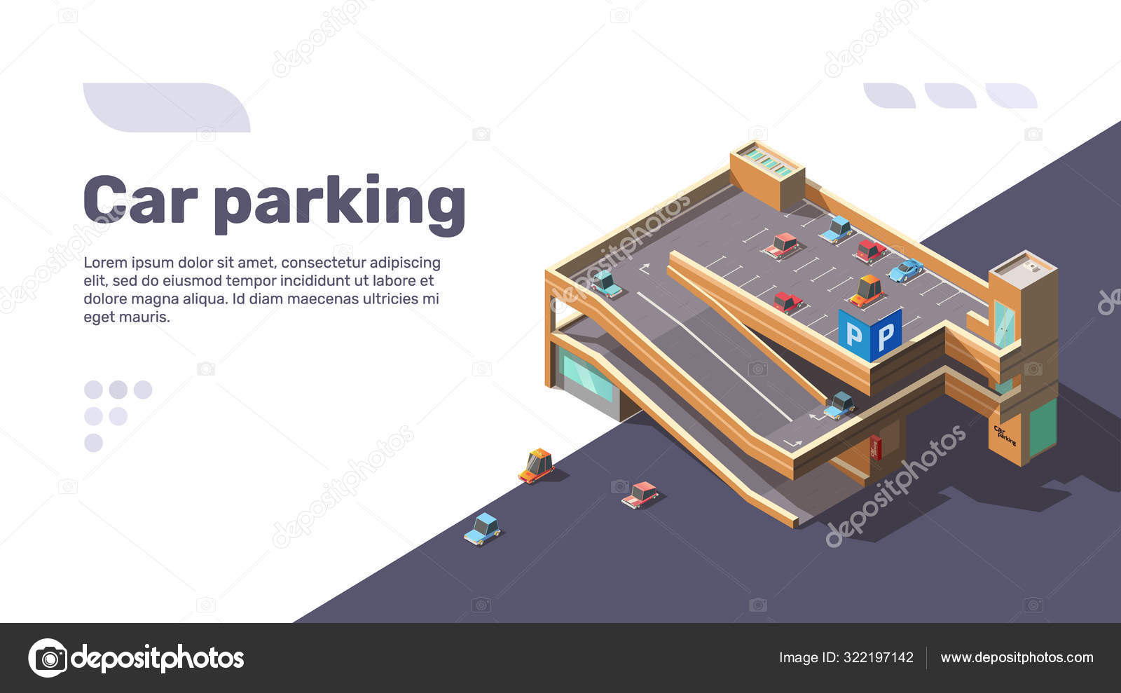 Isometric parking multi-niveaux avec des voitures Vecteur par ...