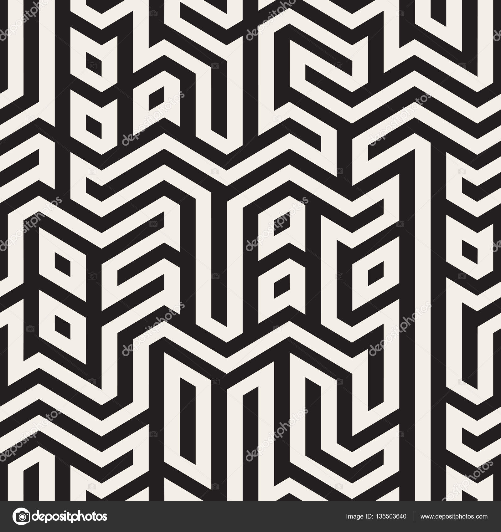 Vector Seamless Black And White Rectangular Lines Irregular Geometric ...