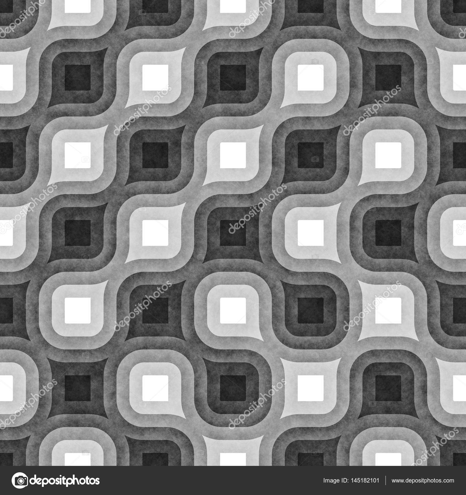 Seamless Black and White Tangled Round Stripes. Textured Geometric ...