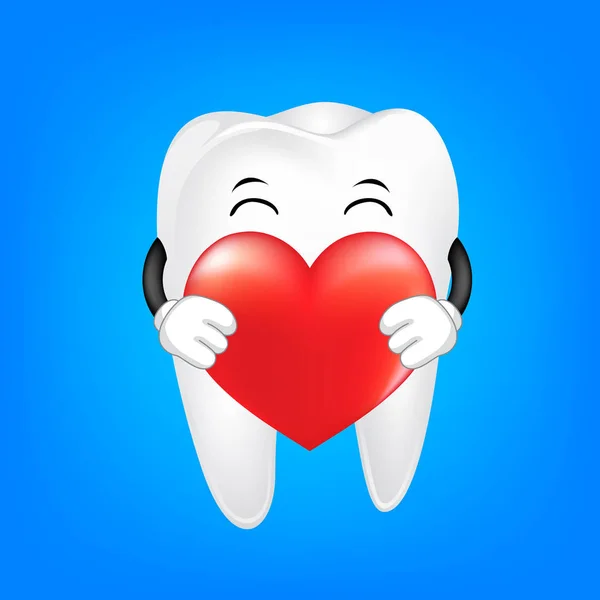 Cute Cartoon Tooth Character Hug Brush Happy Valentine's Day Vector ...