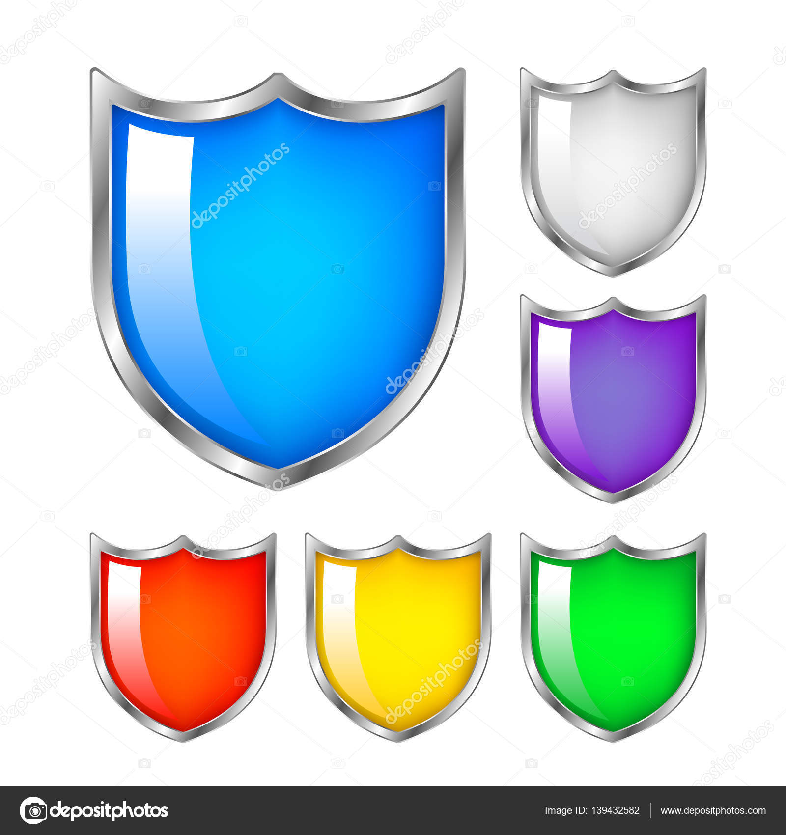 Set of glossy shield, icon design. Stock Vector Image by ©wowow #139432582