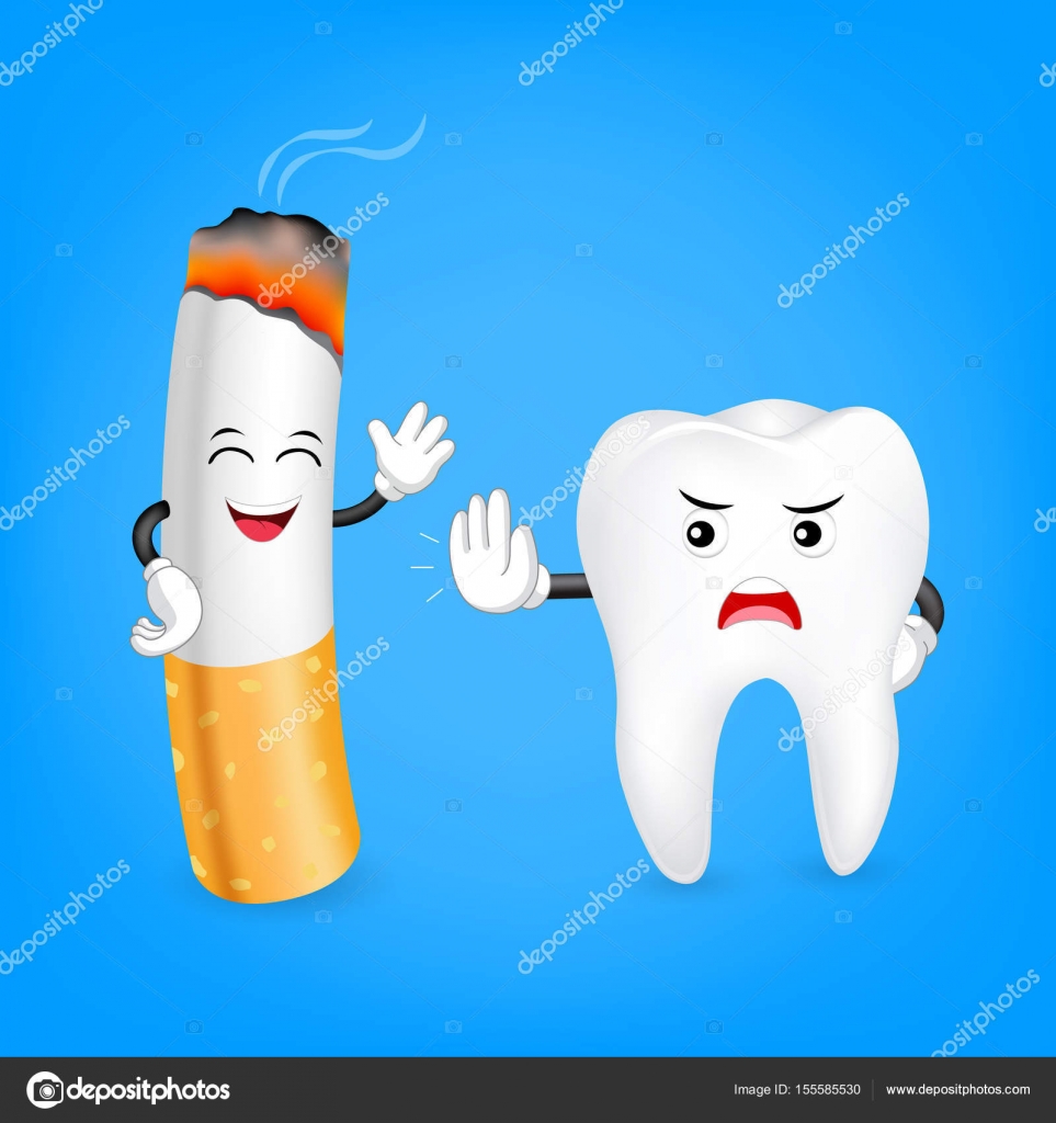 Cute cartoon tooth and cigarette character. Stock Vector Image by ...