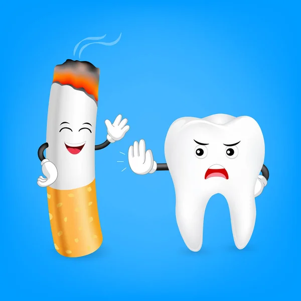 Health cartoon tooth boxing with cigarette. Stock Vector Image by ...