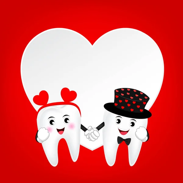 Cute Cartoon Tooth Character Hug Brush Happy Valentine's Day Vector ...