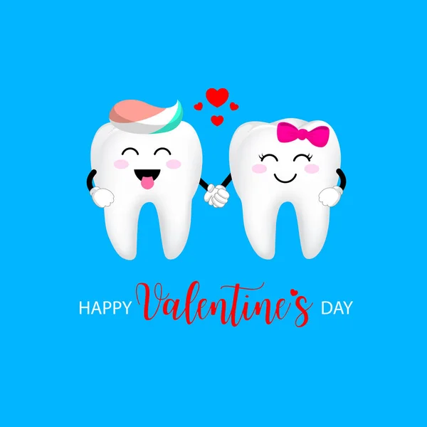 Cute Cartoon Tooth Character Boy Girl Love Happy Valentine Day Stock ...