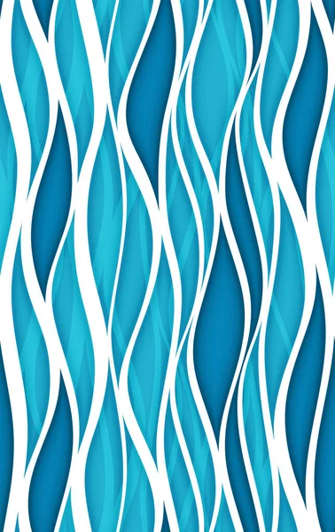 seamless turquoise blue pattern with abstract waves ornament, curly ...