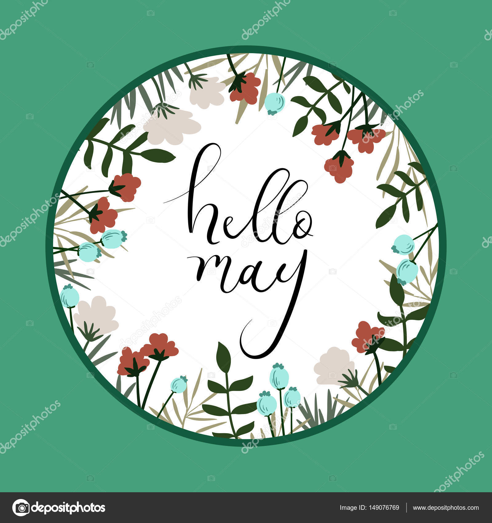 Hello May modern calligraphy greeting card, banner, invitation. Hand ...