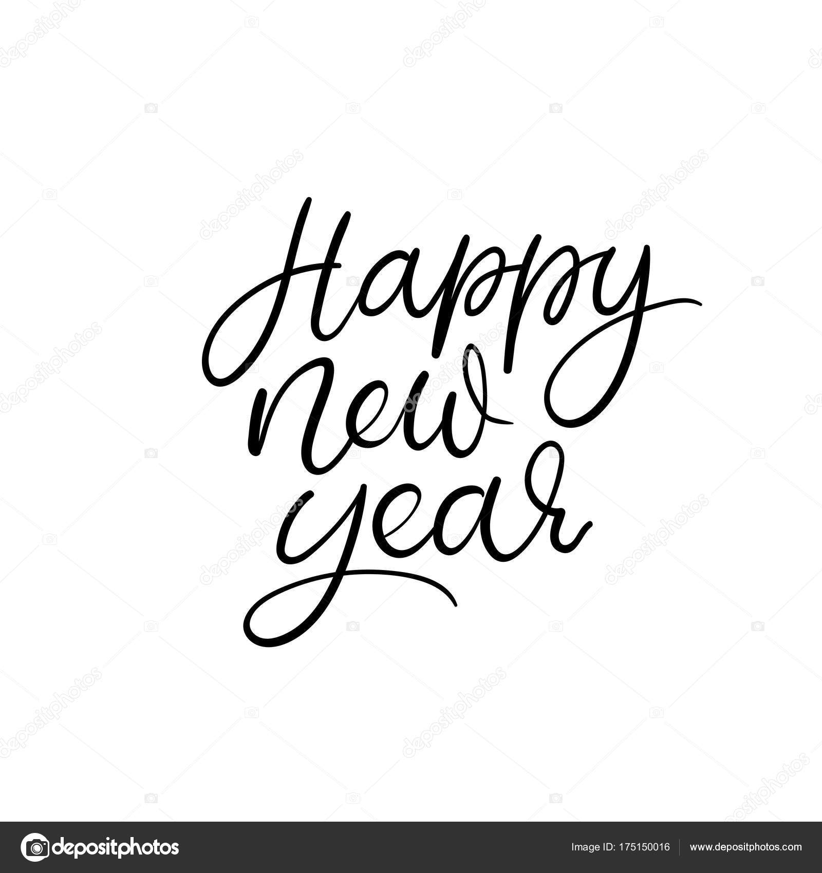 Happy New Year Hand Lettering Greeting Card. Vector Illistration. Modern Calligraphy. — Stock ...
