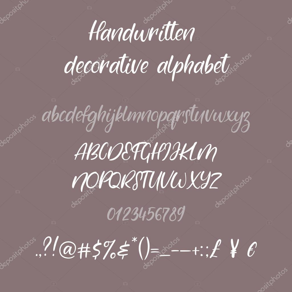 Cartas manuscritas del pincel. ABC. Caligrafía moderna. Letras de mano ...