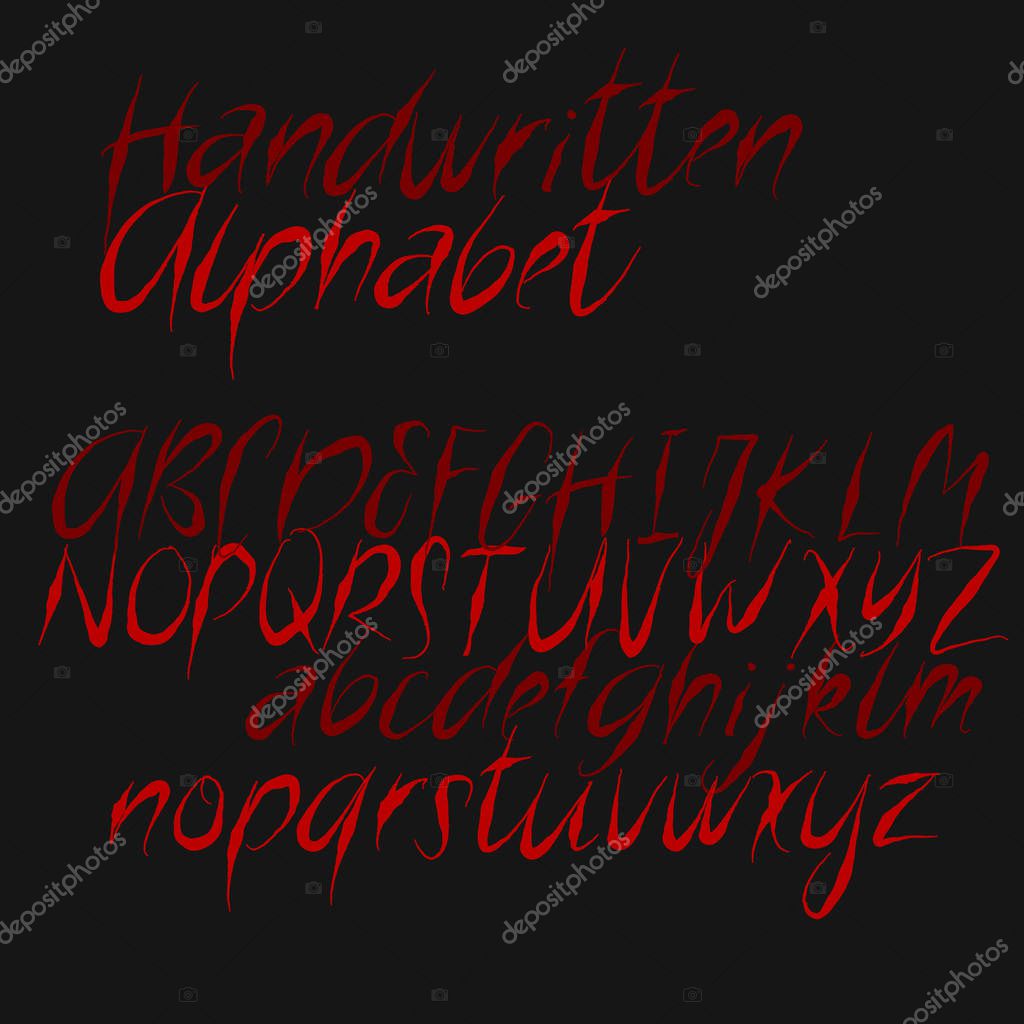 Cartas manuscritas del pincel. ABC. Caligrafía moderna. Letras de mano ...