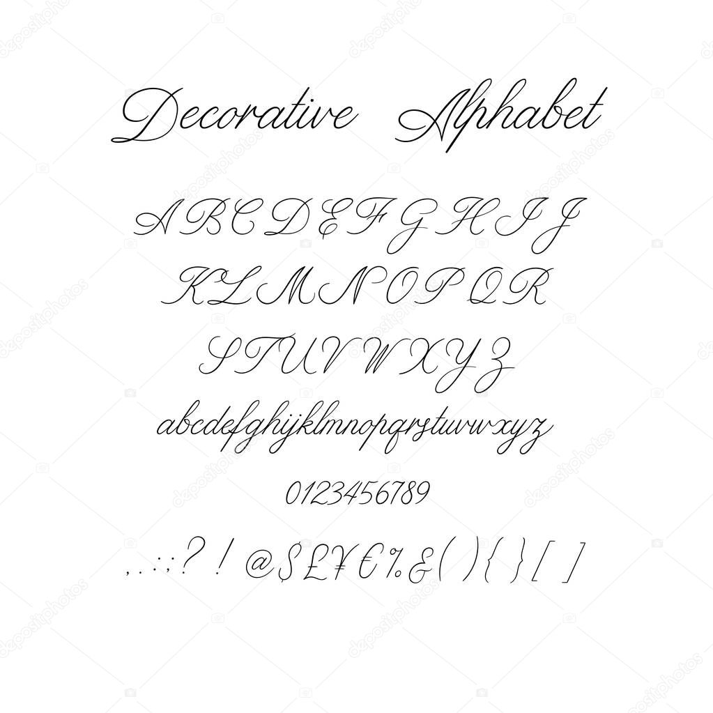 Alfabeto caligráfico. Decorativa fuente de pincel manuscrita. Cartas ...