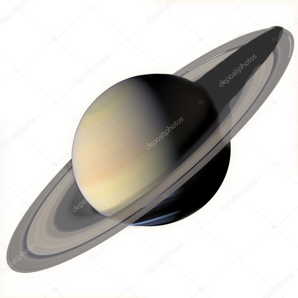 Planet Saturn White Background