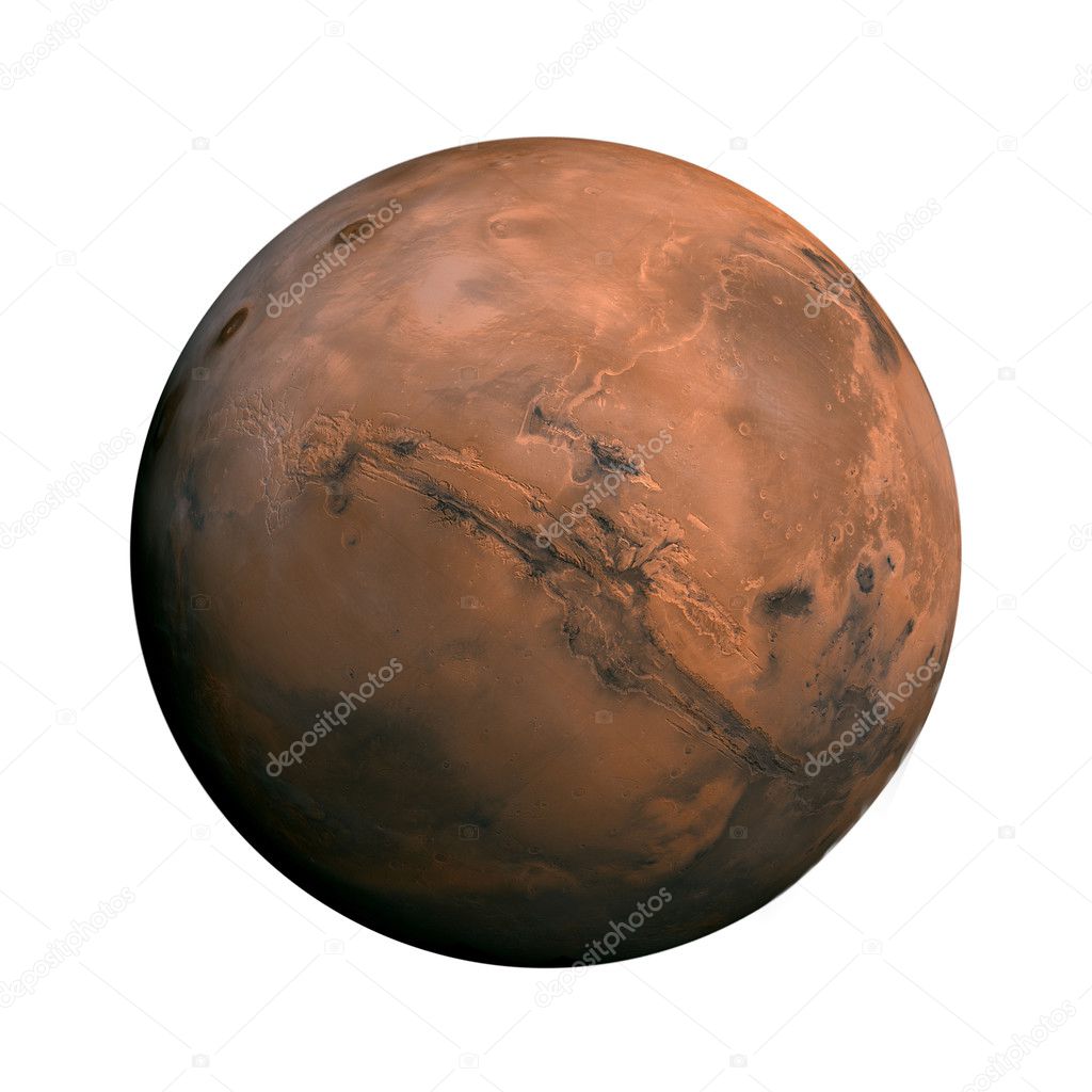 Solar System - Mars. Isolated planet on white background. Stock Photo ...