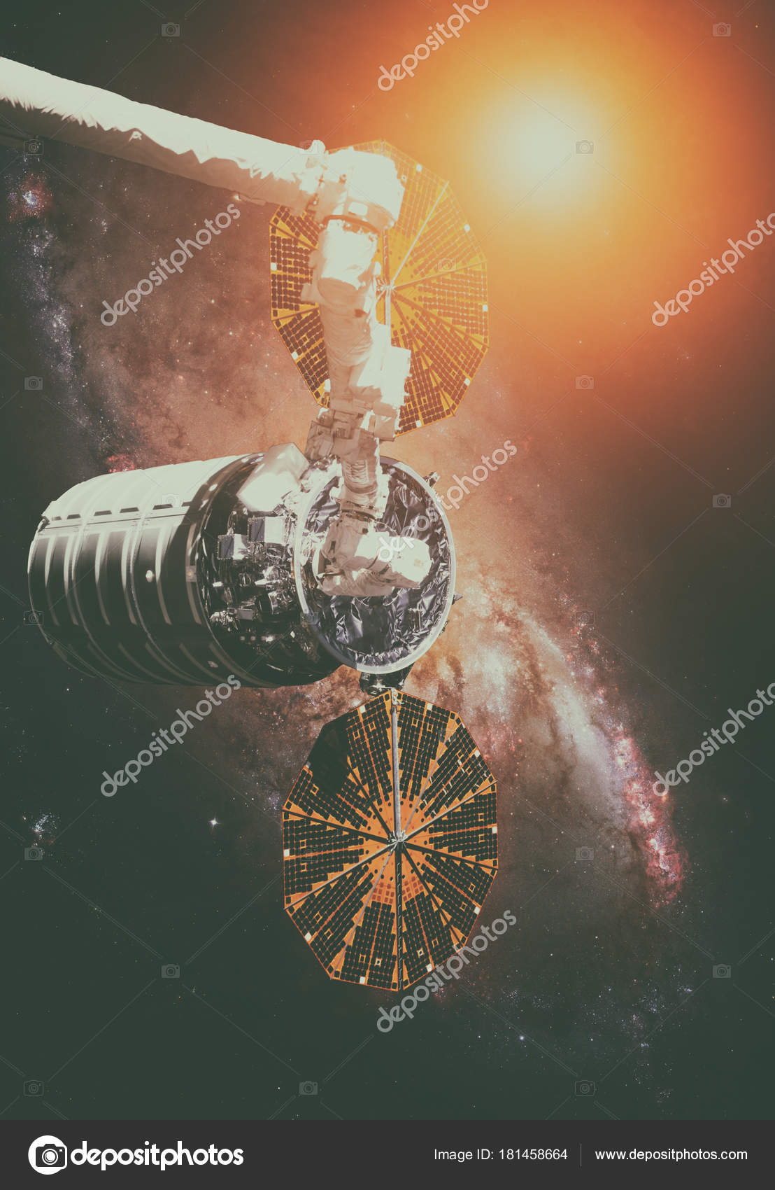 Cygnus Spacecraft Open Space Elements Image Furnished Nasa — Stock ...