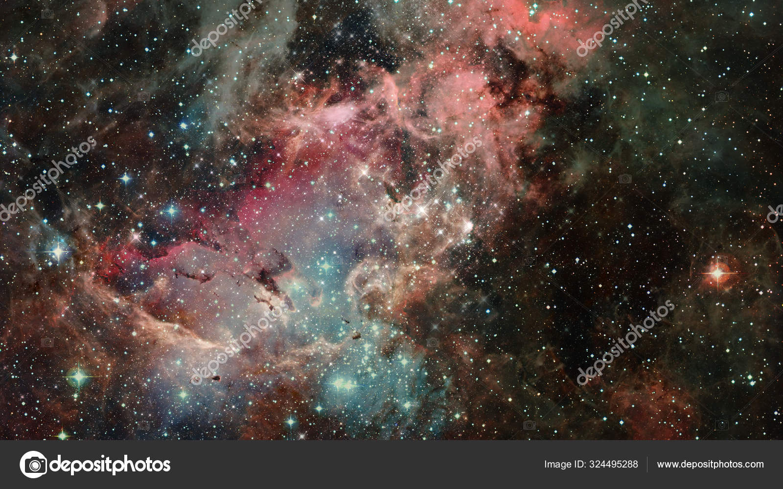 Campo estelar de alta definición, espacio nocturno. Nebulosa y galaxias en el espacio — Foto de ...